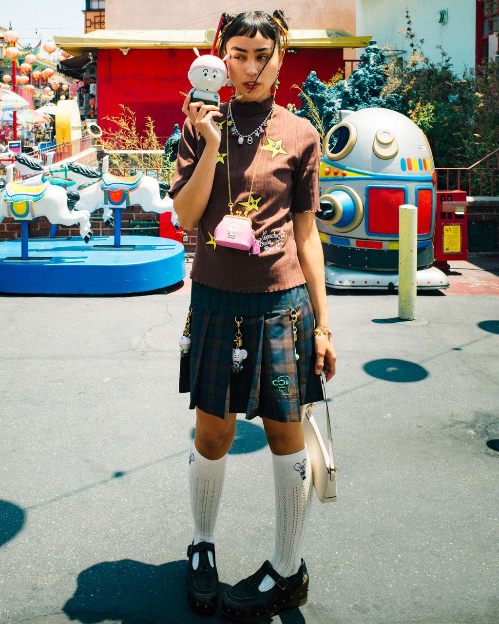 Brain Dead x Coach Mini Plaid Pleated Skirt - Dark Brown