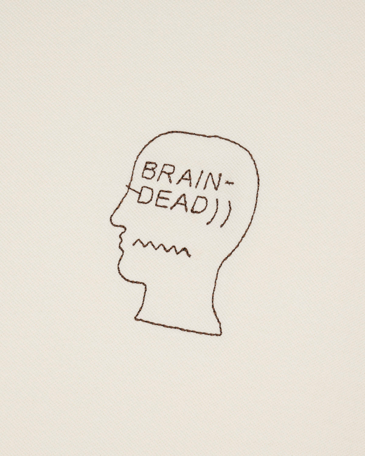 Pique Logo Head Embroidered T-shirt - Natural – Brain Dead